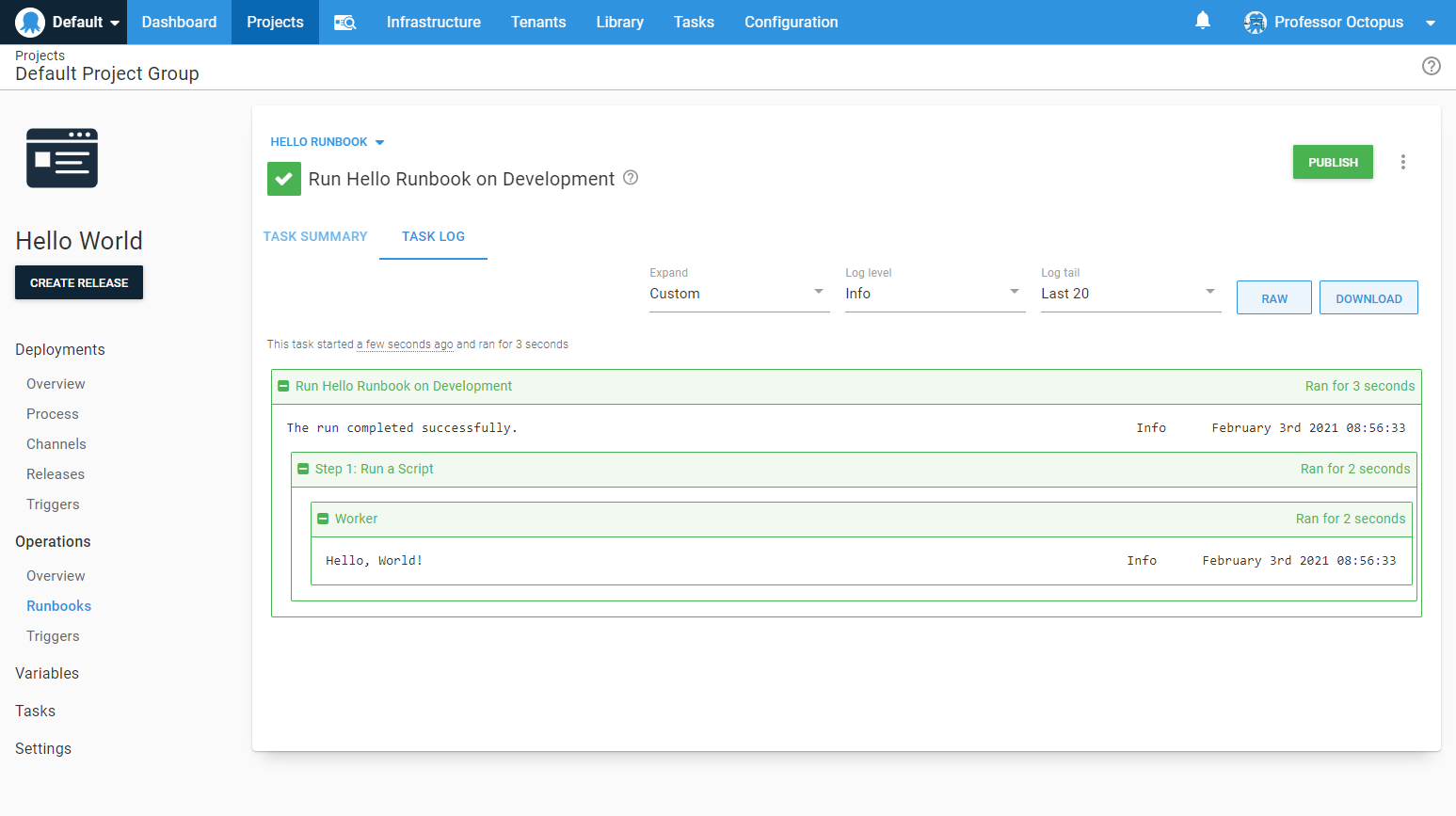 Running a Runbook - Octopus Deploy